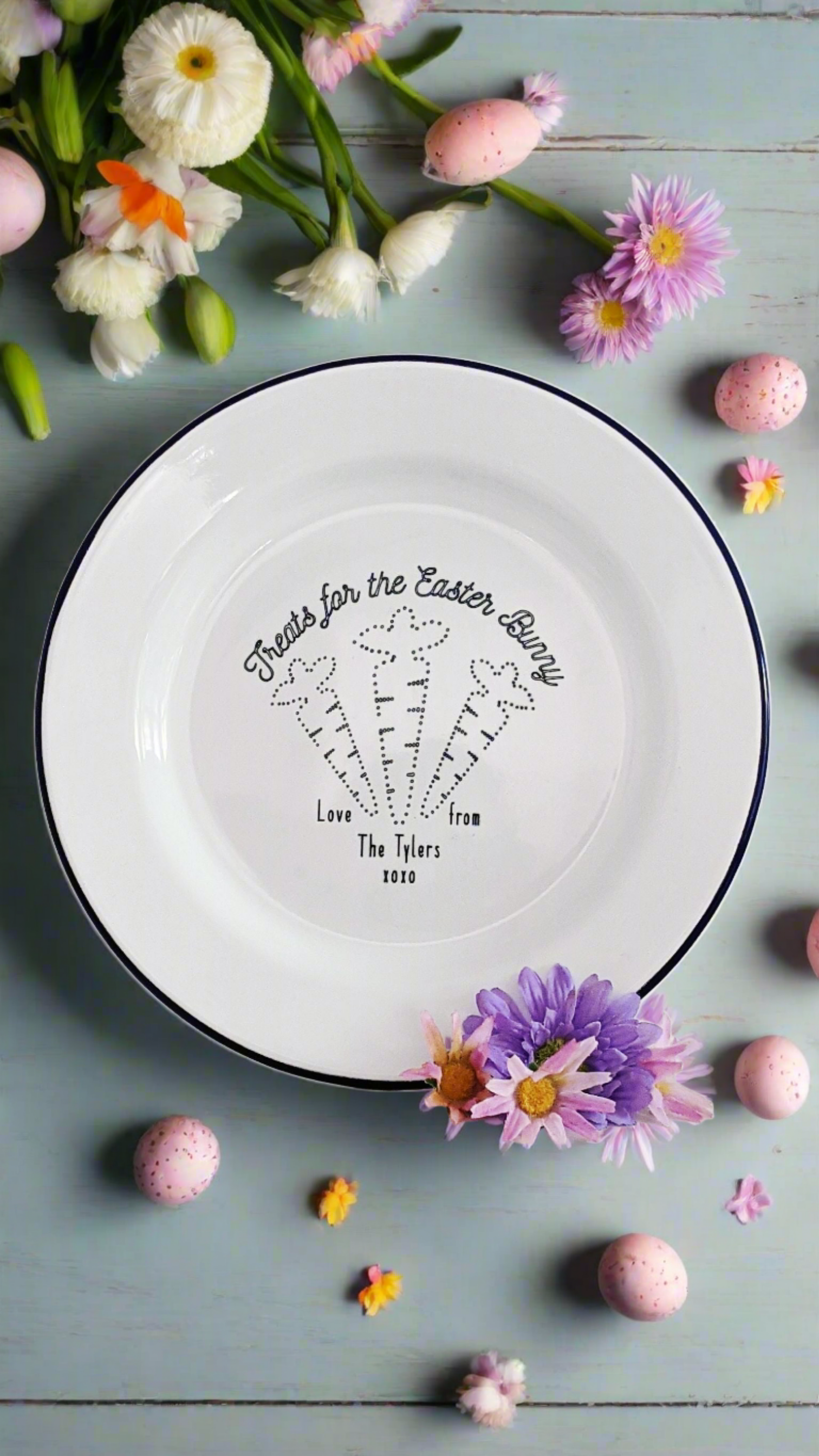 Easter Bunny Plate - Engraved Enamel Plate – One Mama One Shed