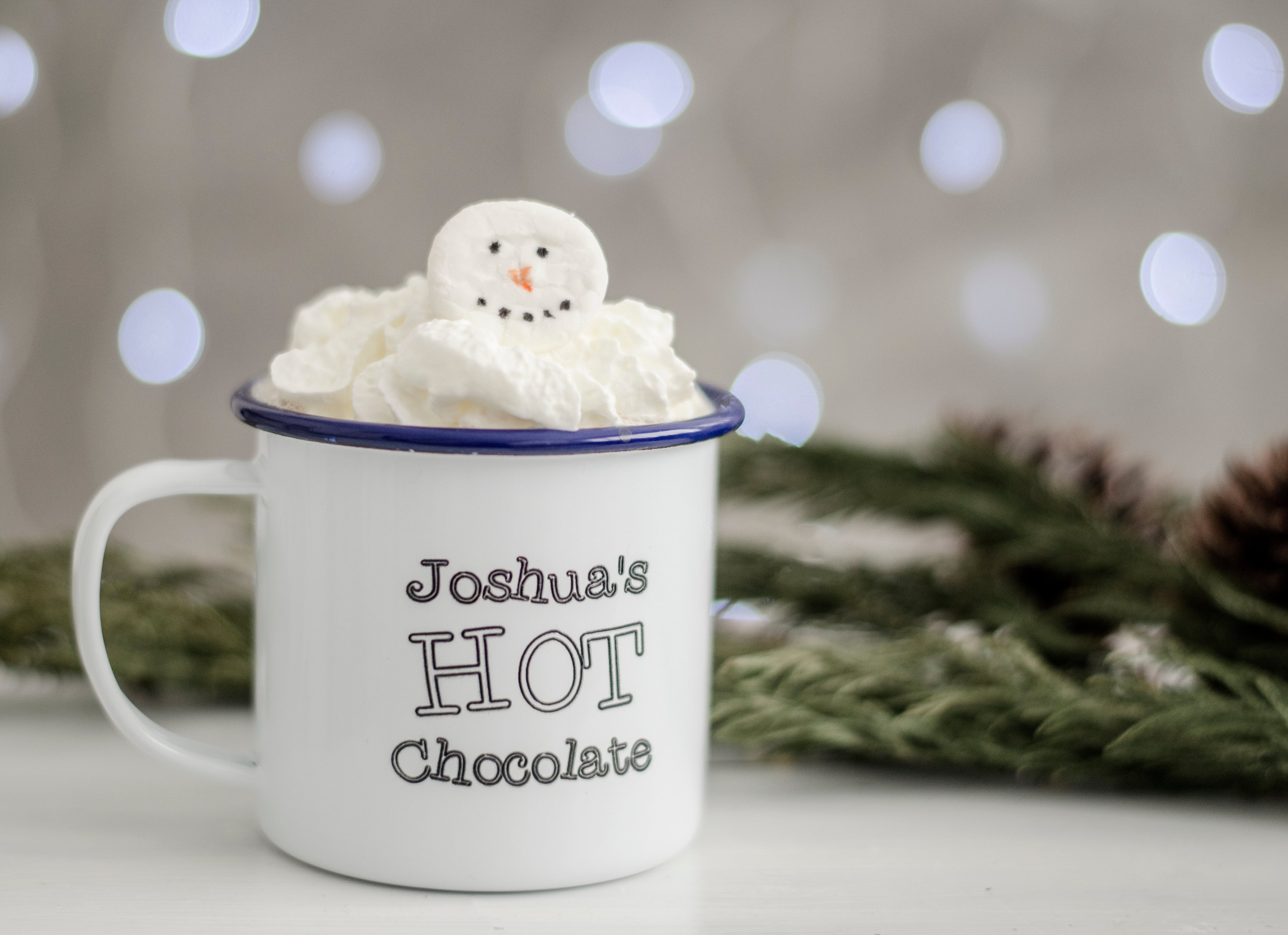 Hot Chocolate - Engraved Enamel Mug – One Mama One Shed