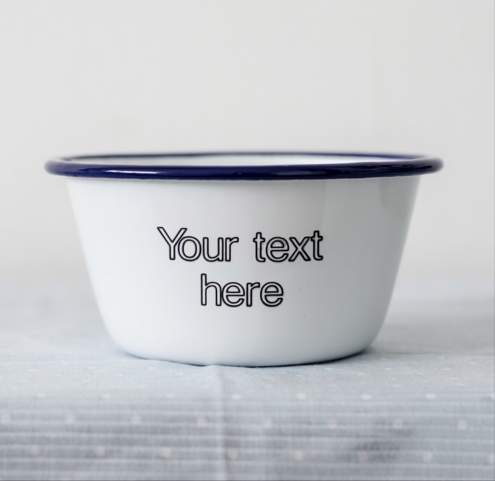 Your Text Here - Engraved Enamel Snack Bowl - Personalised Bowl – One ...