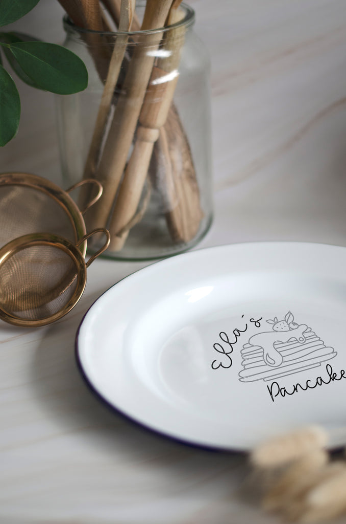 Pancake Plate - Engraved Enamel Plate – One Mama One Shed