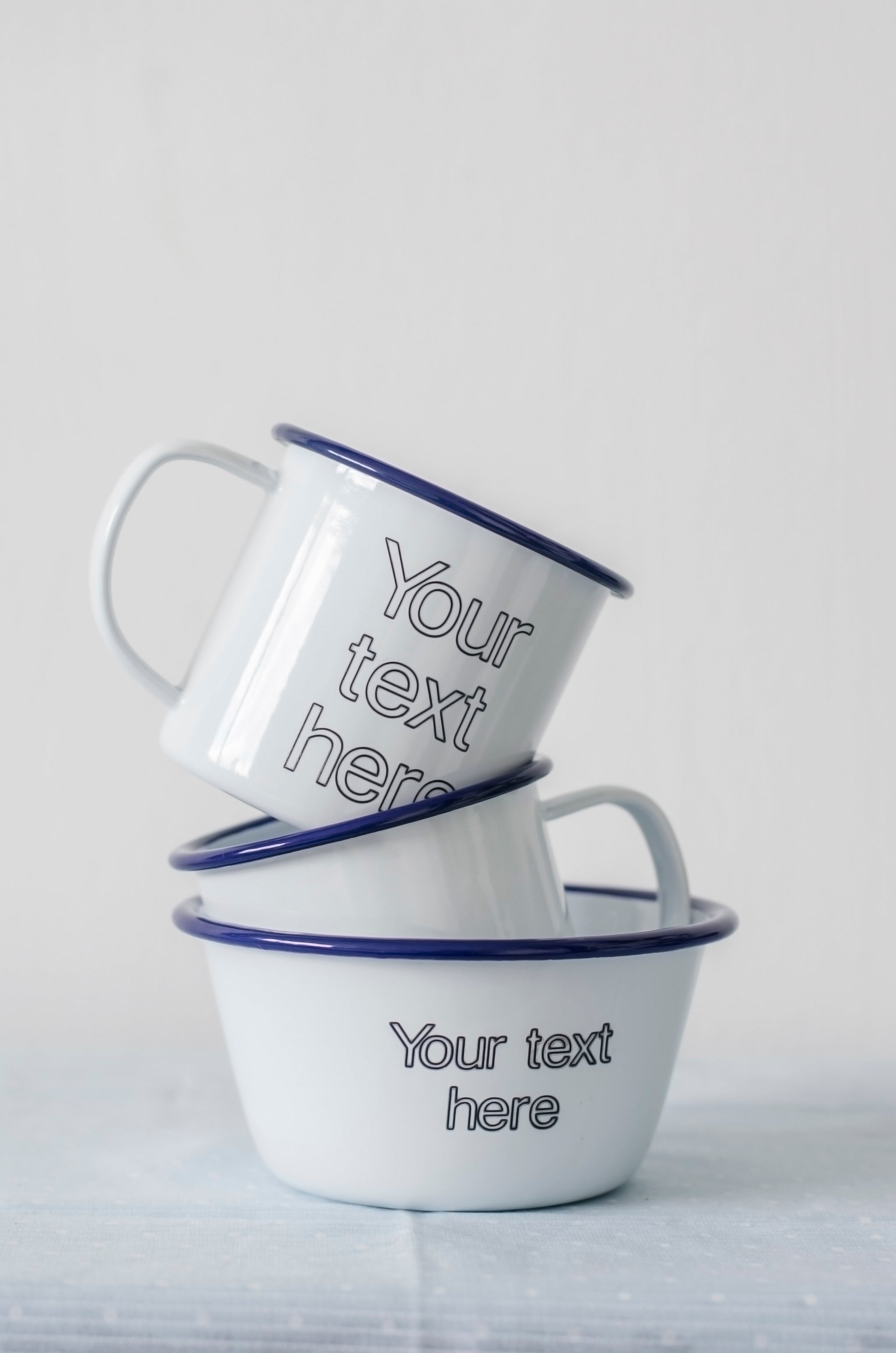 Your Text Here - Engraved Enamel Mug - Custom Personalised Mug – One ...